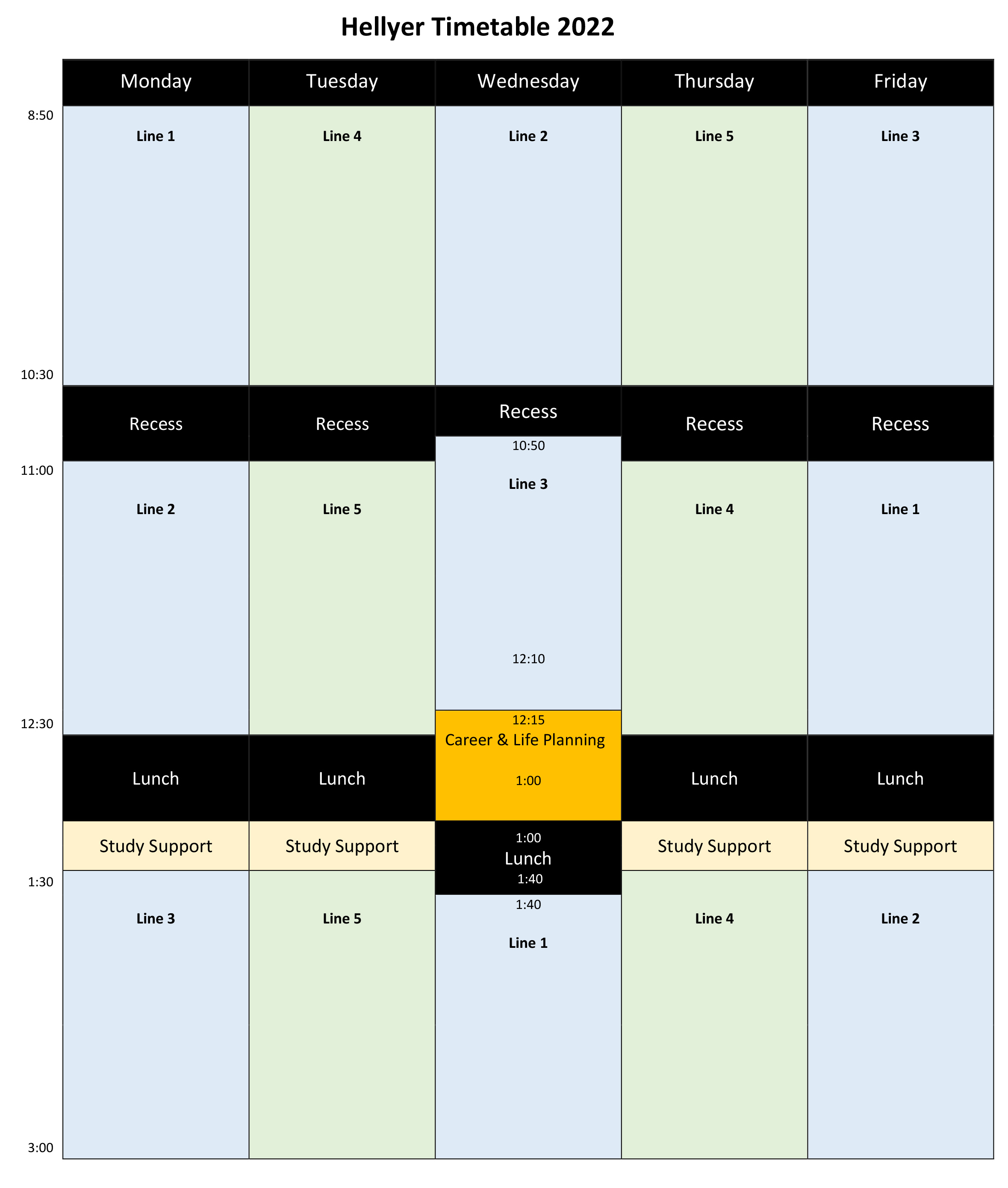 Timetable - Hellyer College