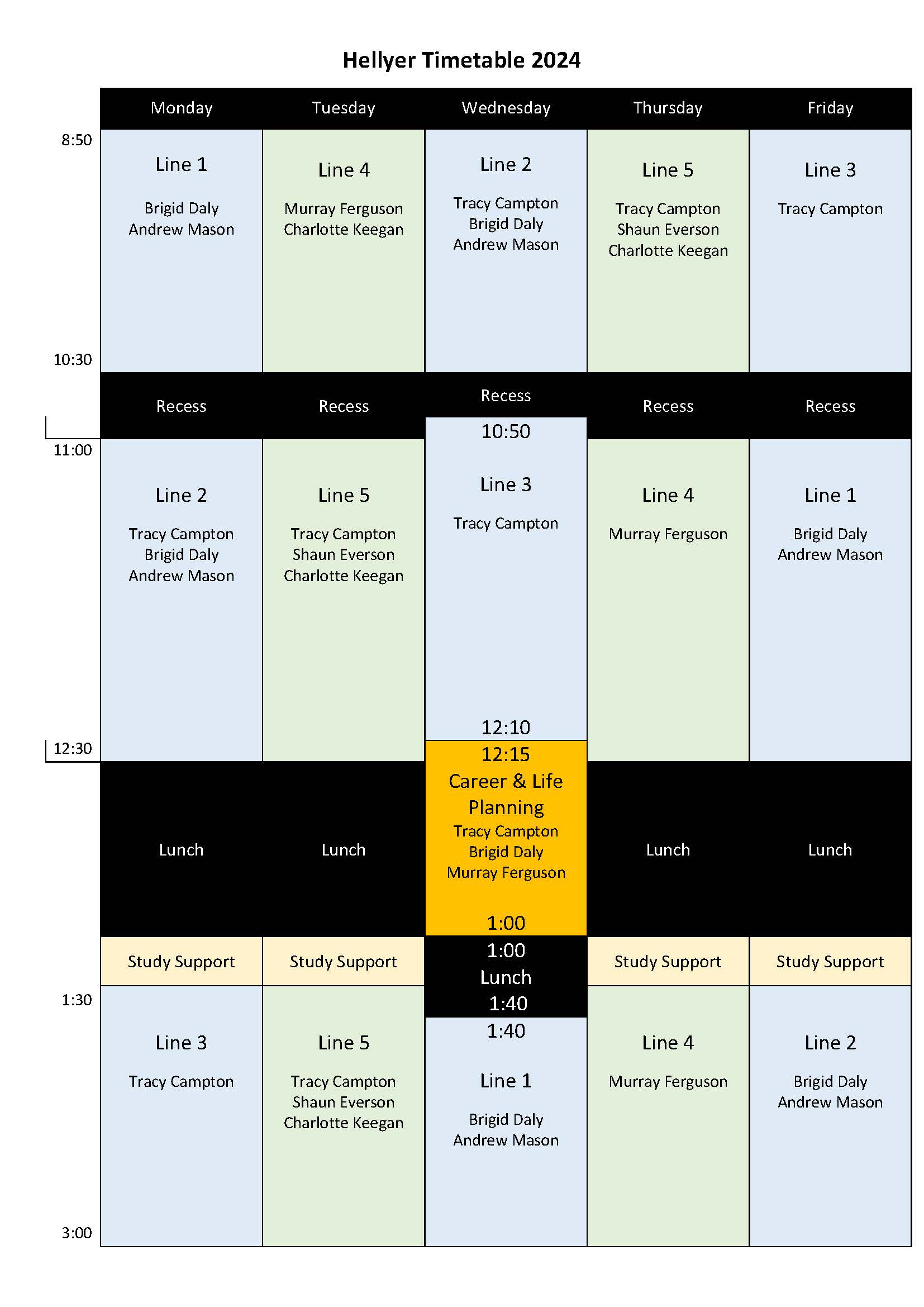 Timetable - Hellyer College